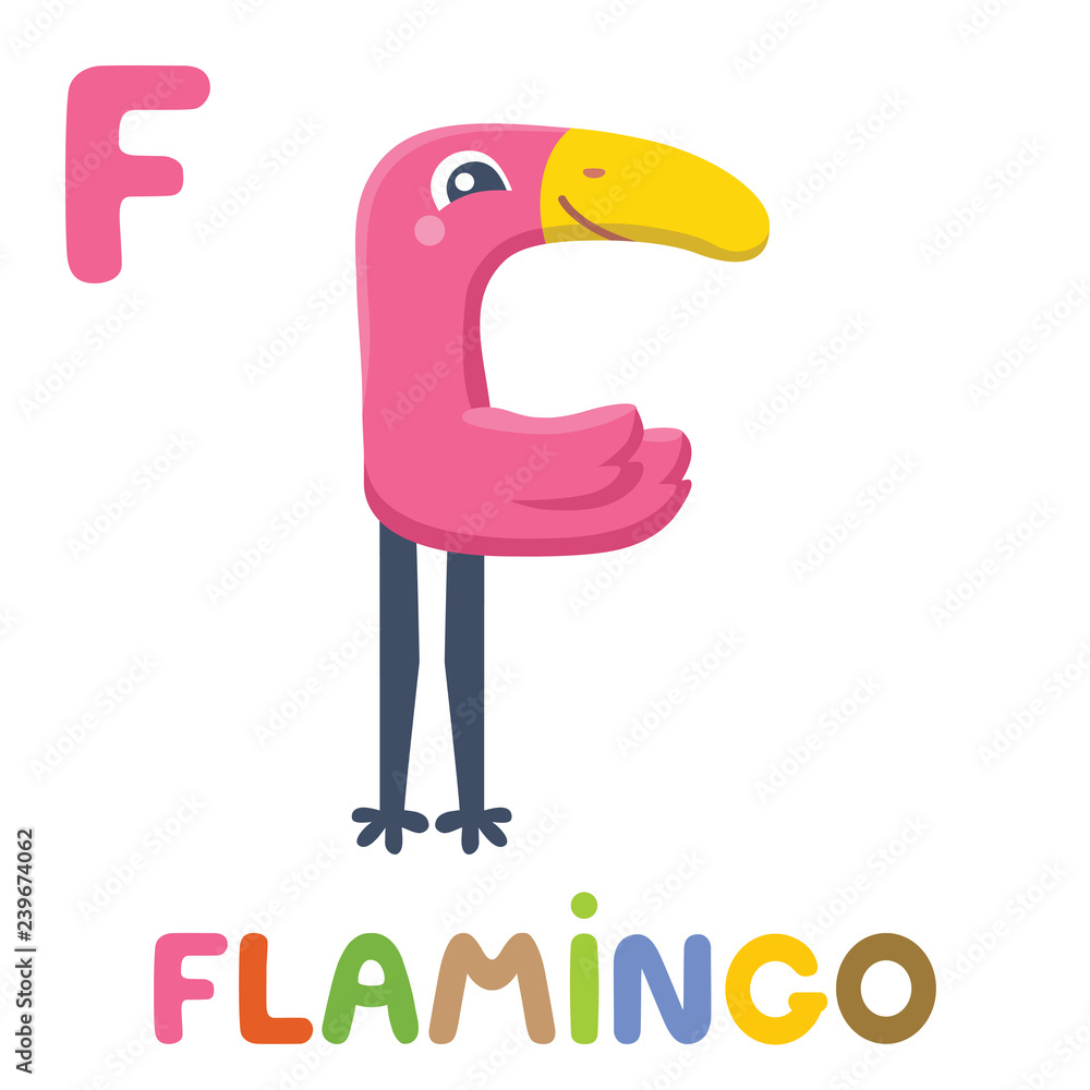 F is for Flamingo. Letter F. Flamingo, cute illustration. Animal ...
