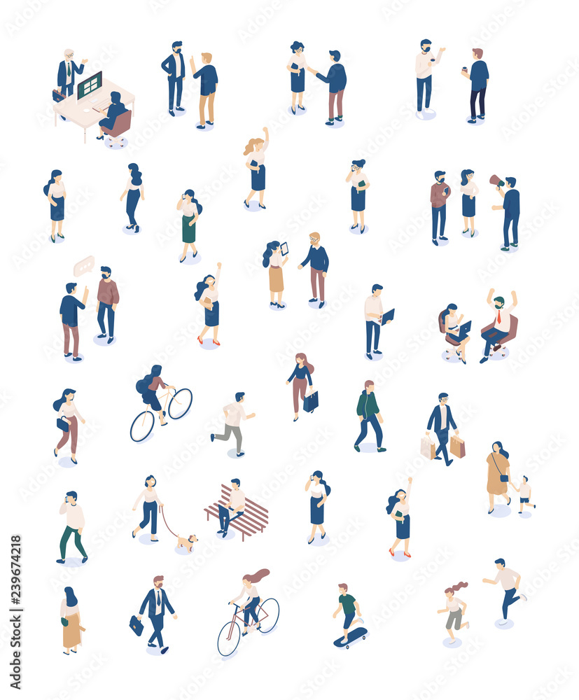 Vector Isomeric people set isolated on white. Male and female ...