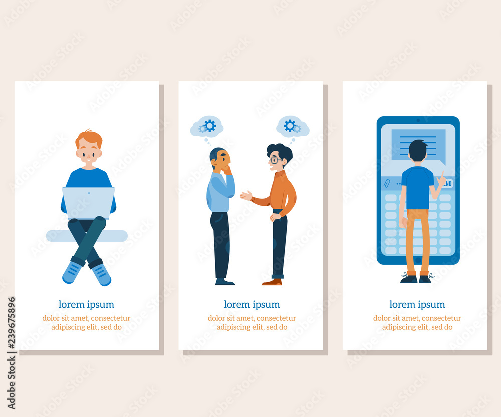 Vector flat software applications development concept set with ...