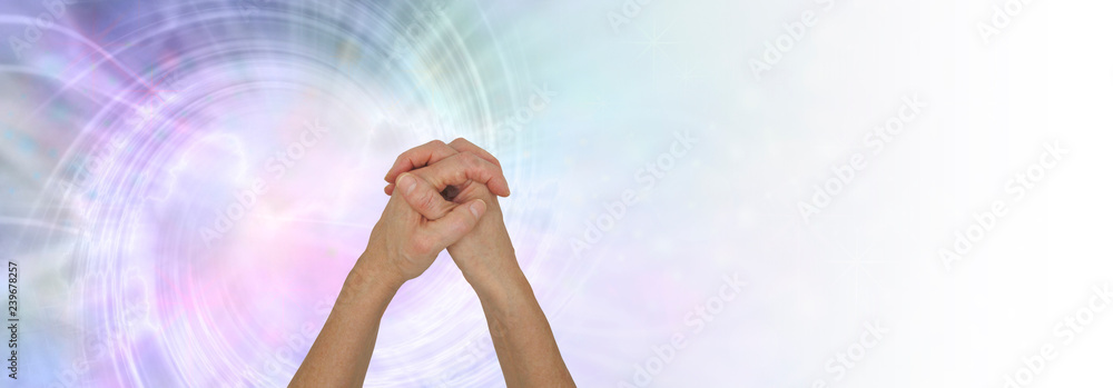 The Power of Prayer Background Banner - female hands in closed finger ...