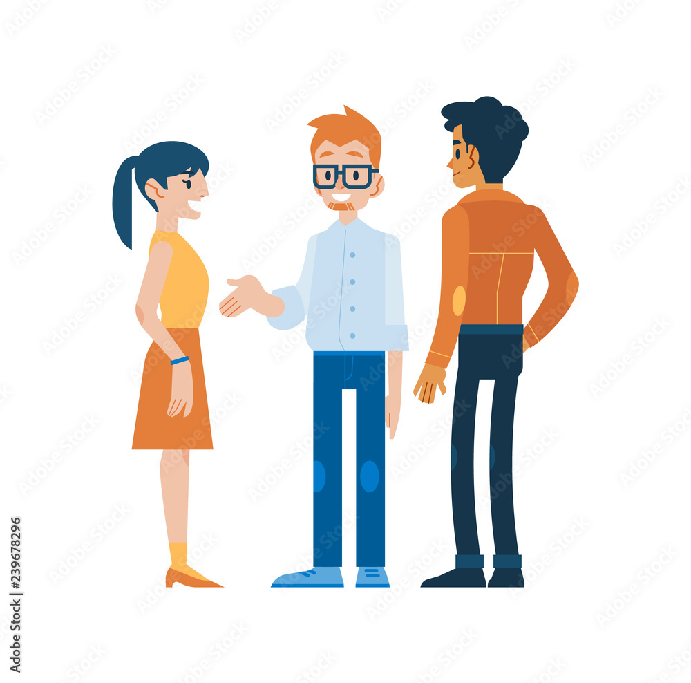 Vector illustration of conversing people in flat style - cartoon ...