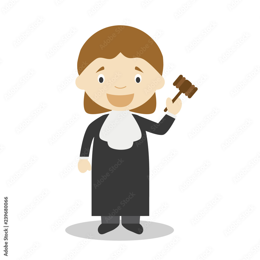 Cute cartoon vector illustration of a judge. Women Professions Series ...