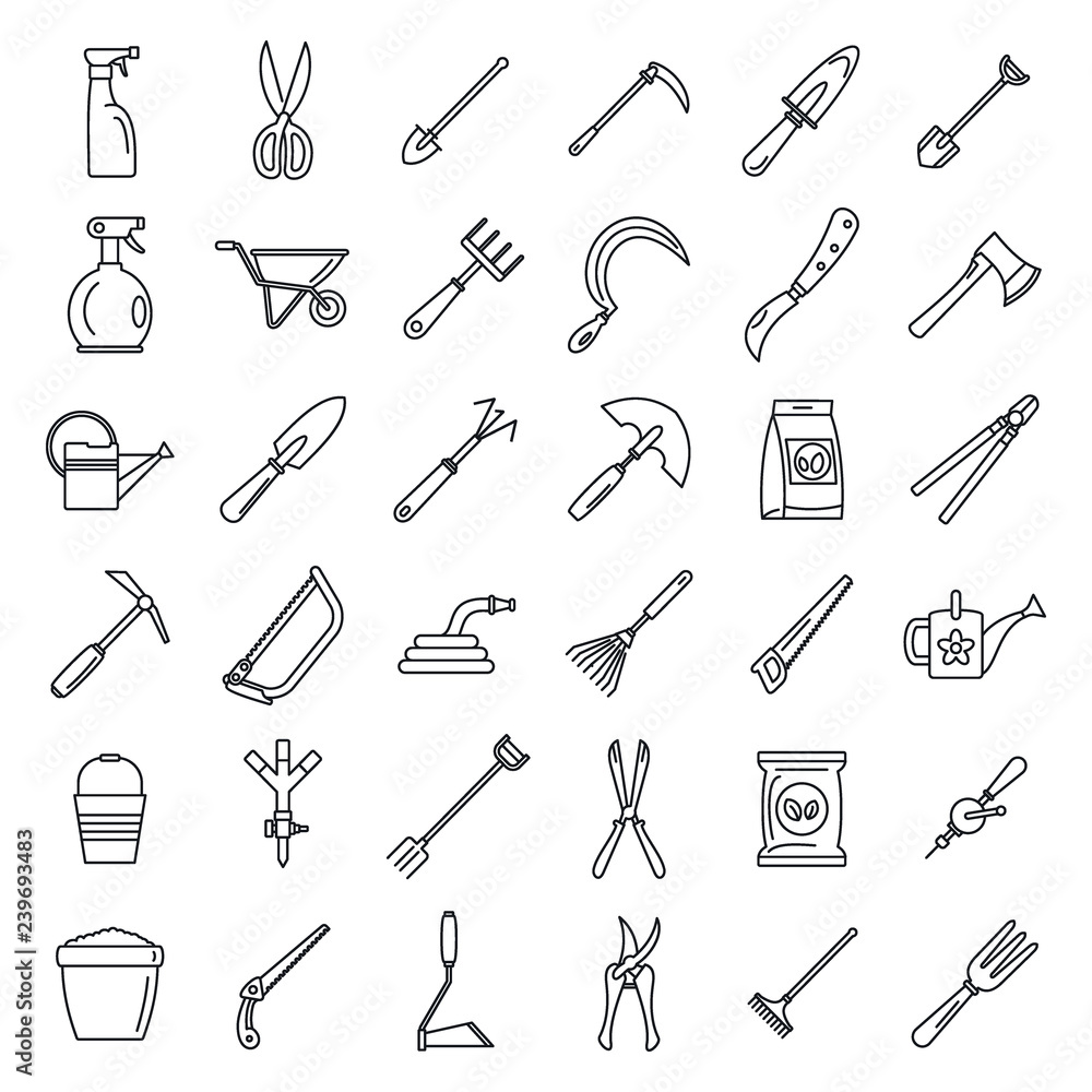 Farmer Tools Clipart Icons