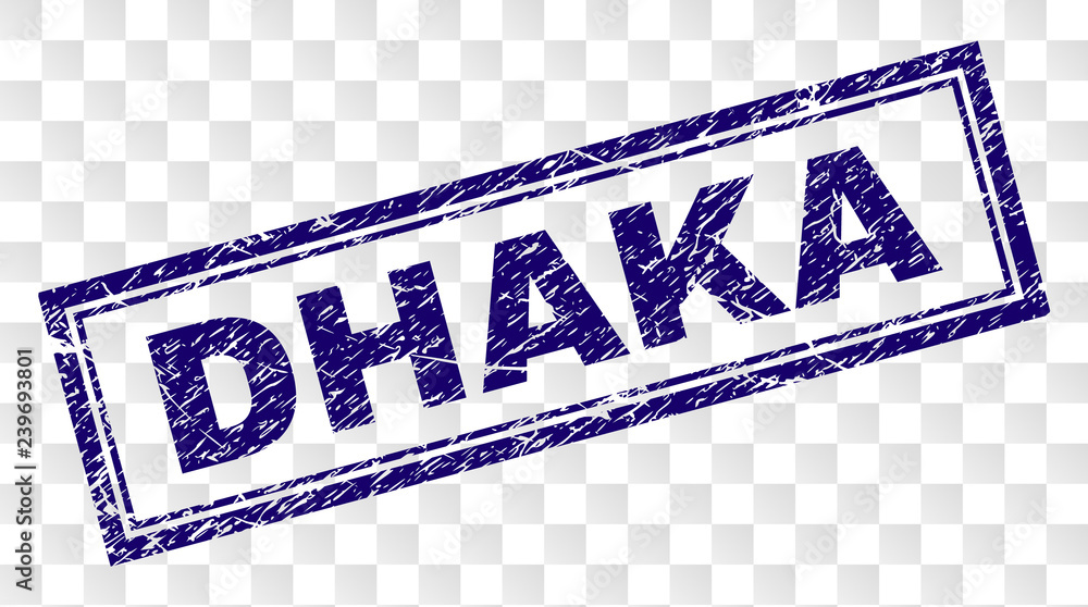 DHAKA stamp seal print with rubber print style and double framed ...