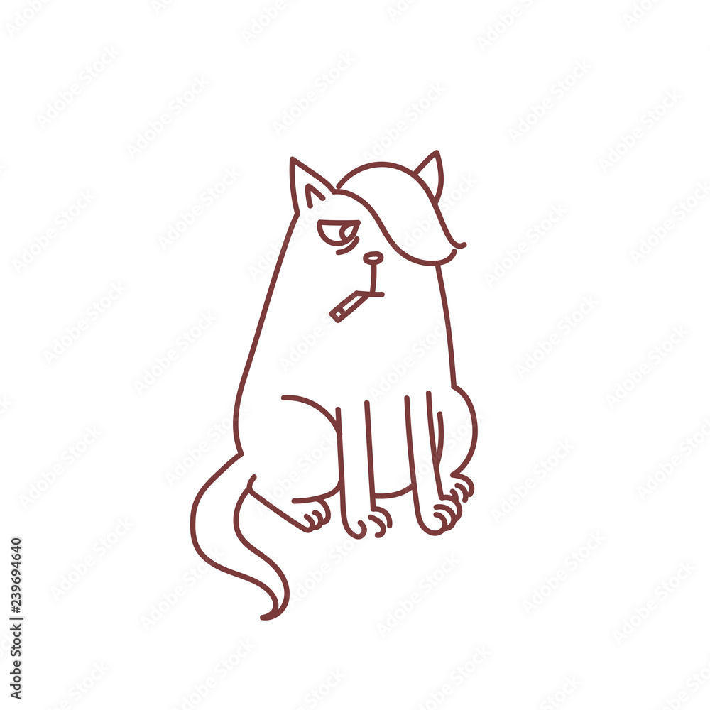 Cat Smoking Cigarette Drawing