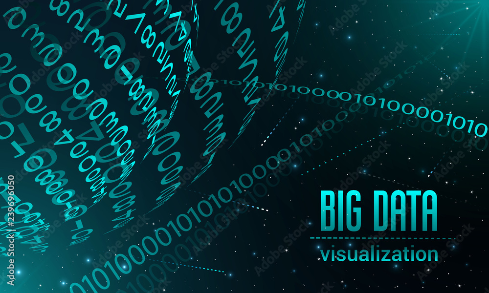 Vetor de Big data visualization banner. Realistic illustration of big ...