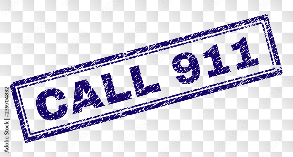 CALL 911 stamp seal print with corroded style and double framed ...