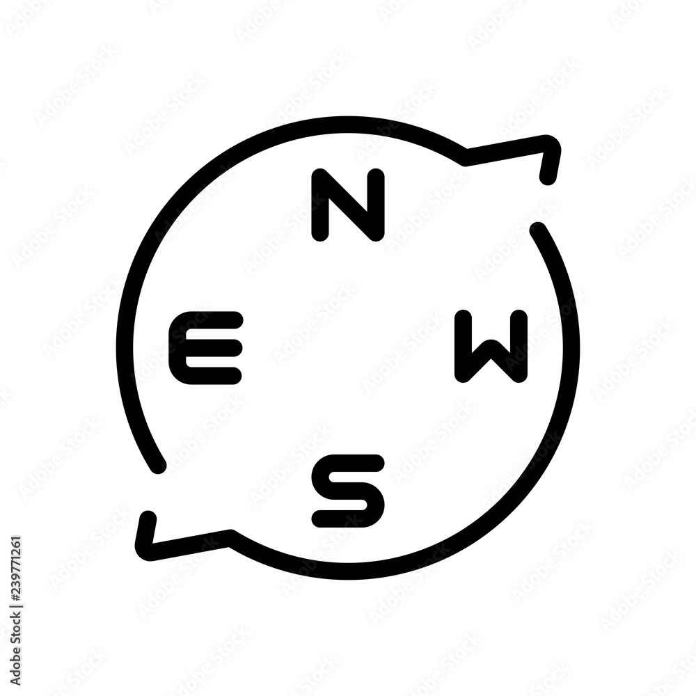 compass logo with letters of directions, linear outline icon. Bl Stock ...
