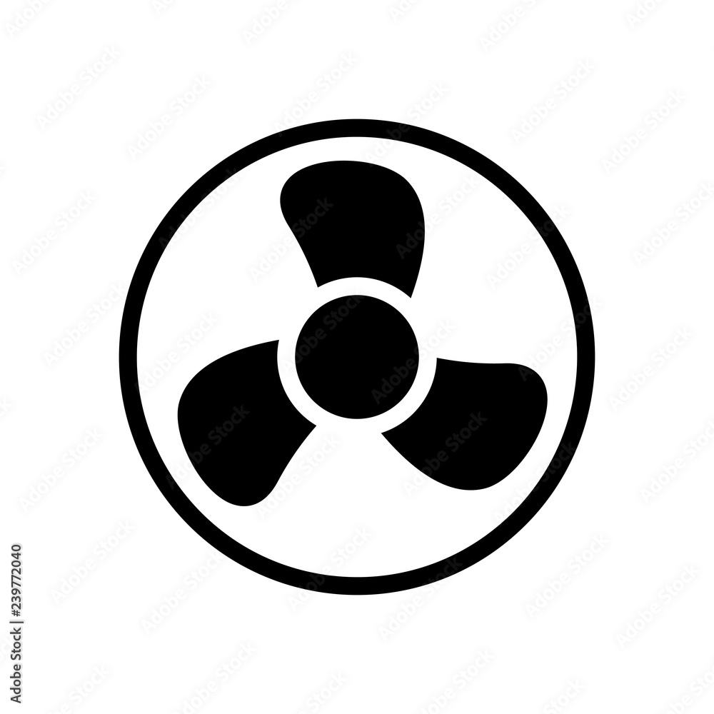 Simple fan or cooler, icon in circle. Black icon on white backgr Stock ...