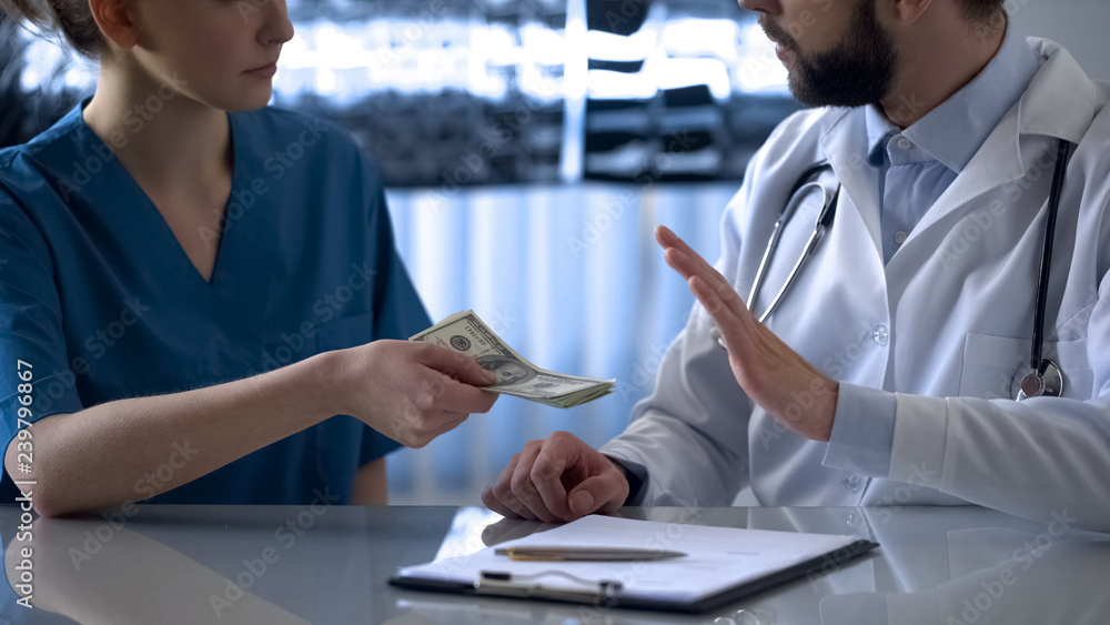 Male doctor refusing bribe from young female intern, corruption in ...