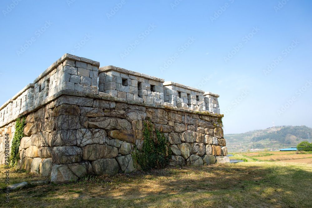 Cheongdoeupseong Fortress is a castle of the Joseon Dynasty. Stock ...