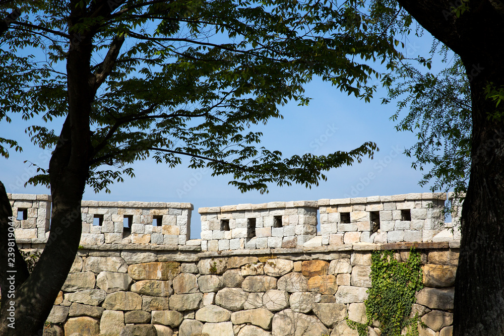 Cheongdoeupseong Fortress is a castle of the Joseon Dynasty. Stock ...
