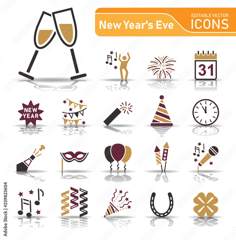 New Year´s Eve - icon set Stock Vector | Adobe Stock