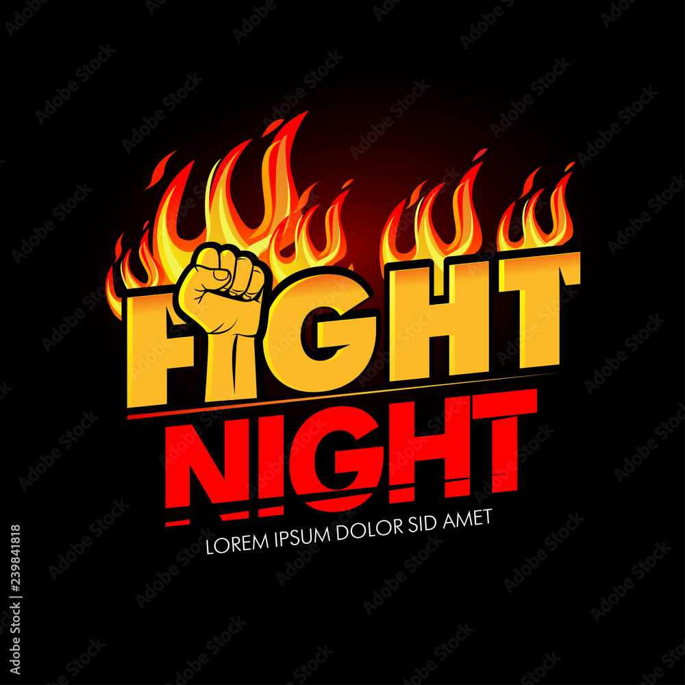 Modern professional fighting poster template logo design with fist and ...