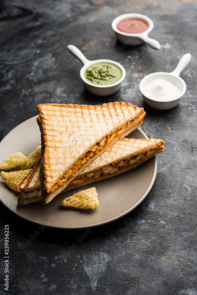 Paneer tikka Sandwich - is a popular Indian version of sandwich using ...