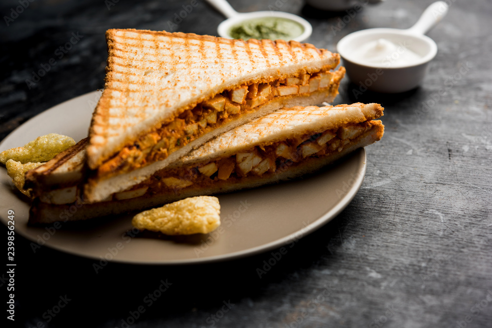 Paneer tikka Sandwich - is a popular Indian version of sandwich using ...