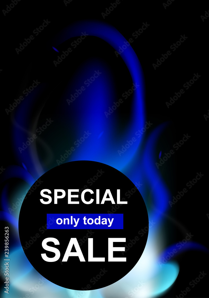 Vector Illustration. Realistic blue fire background. Flame burn design ...