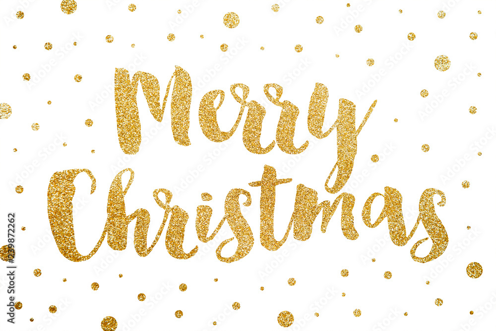 Merry Christmas gold glitter sparkle lettering background Stock ...