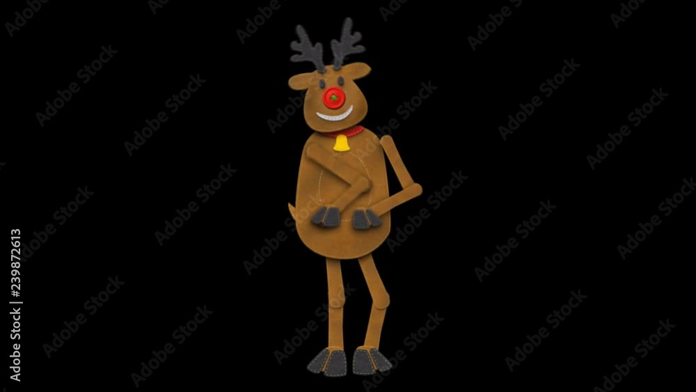 Cute Rudolf deer puppet made of felt dancing. Seamless funny Christmas ...