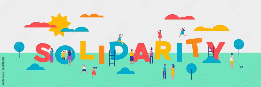 Solidarity Day banner of diverse people helping Stock Vector | Adobe Stock