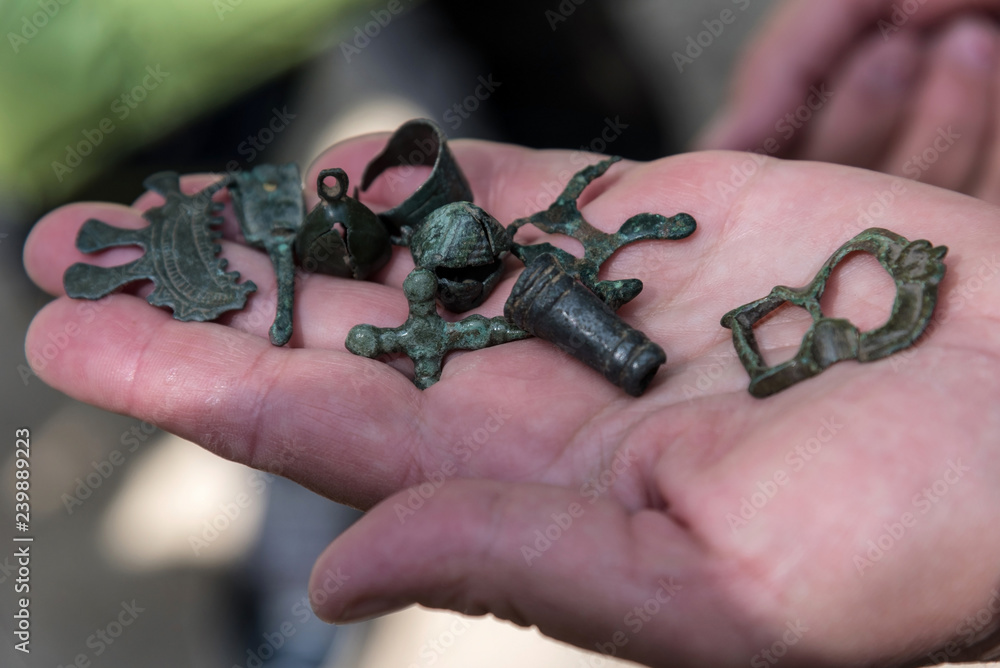 The concept is a treasure hunt. Antique copper items found in the ...