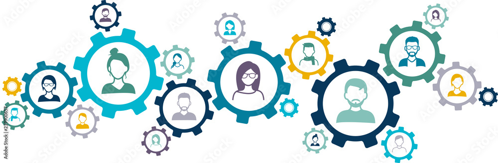 network of people - social network / teamwork / customer relationships ...