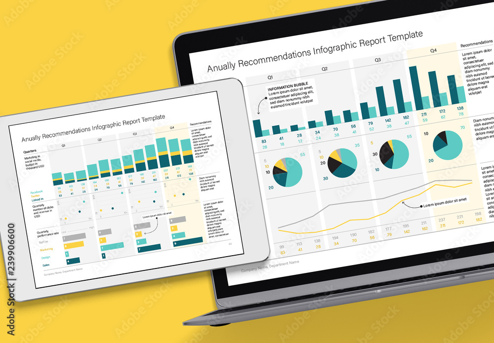 Annual Report Recommendations Infographic Layout Stock Template | Adobe ...
