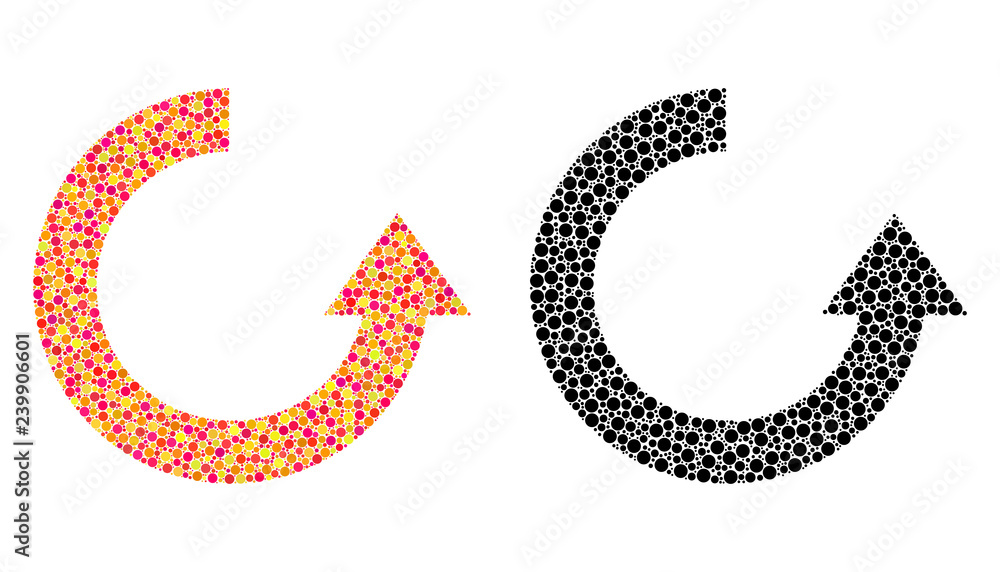 Pixel rotate up mosaic icons. Vector rotate up icons in colorful and ...