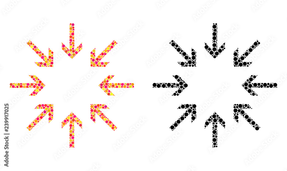 Pixel pressure arrows mosaic icons. Vector pressure arrows icons in ...