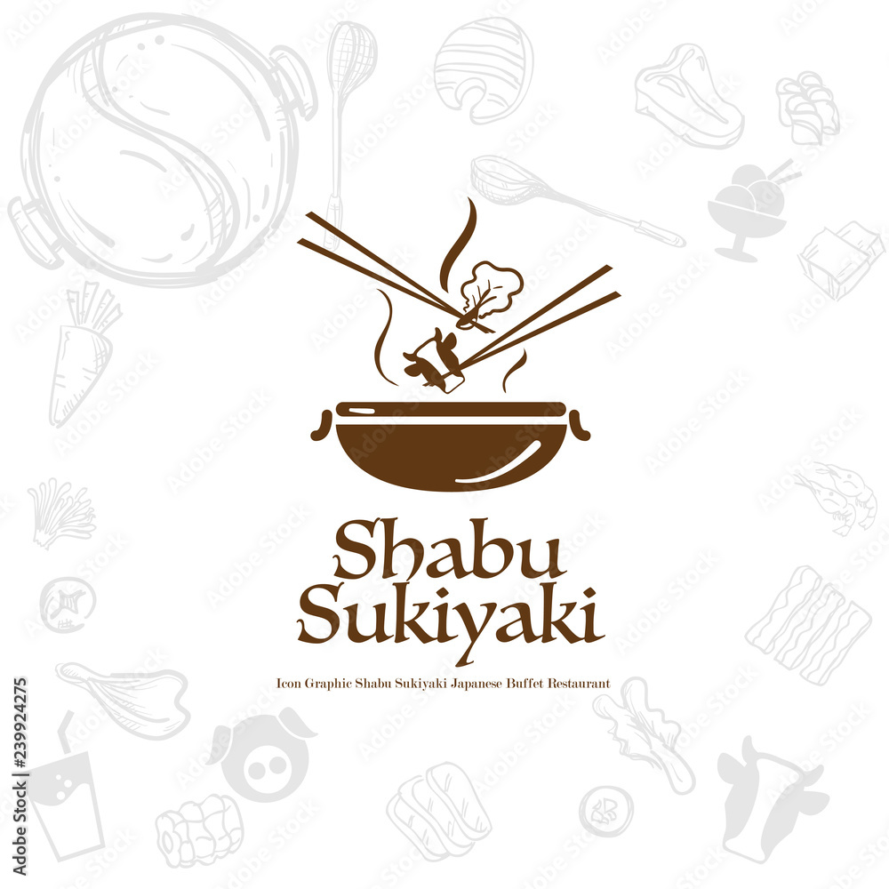 shabu sukiyaki logo icon graphic japanese buffet restaurant Stock ...
