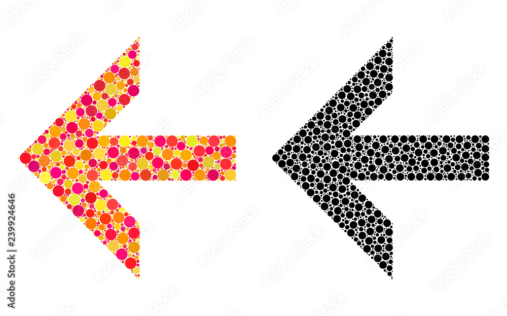 Pixel arrow left mosaic icons. Vector arrow left icons in multi-colored ...