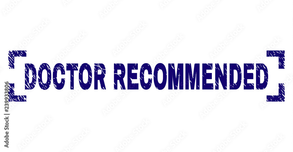 DOCTOR RECOMMENDED label seal stamp with distress texture. Text label ...