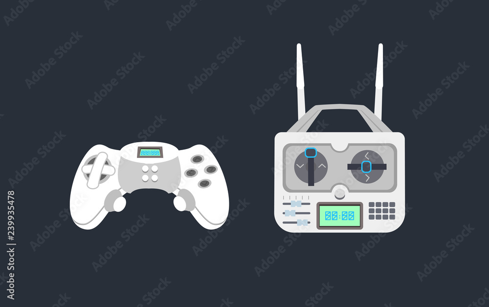 A set of remote controls for games and radio-controlled models ...