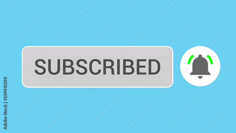 Mouse Clicking Subscribe Button and Bell Notification with White Border ...