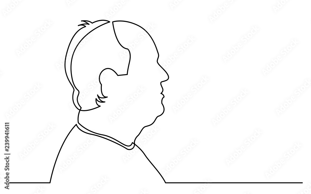continuous line drawing of isolated on white background profile ...