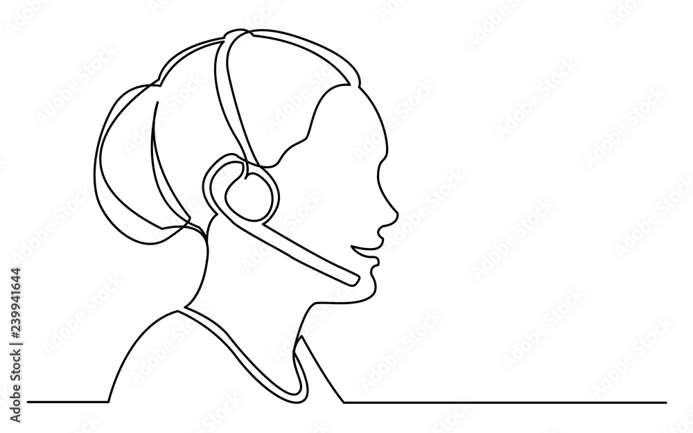 continuous line drawing of isolated on white background profile ...
