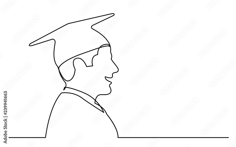 continuous line drawing of isolated on white background profile ...