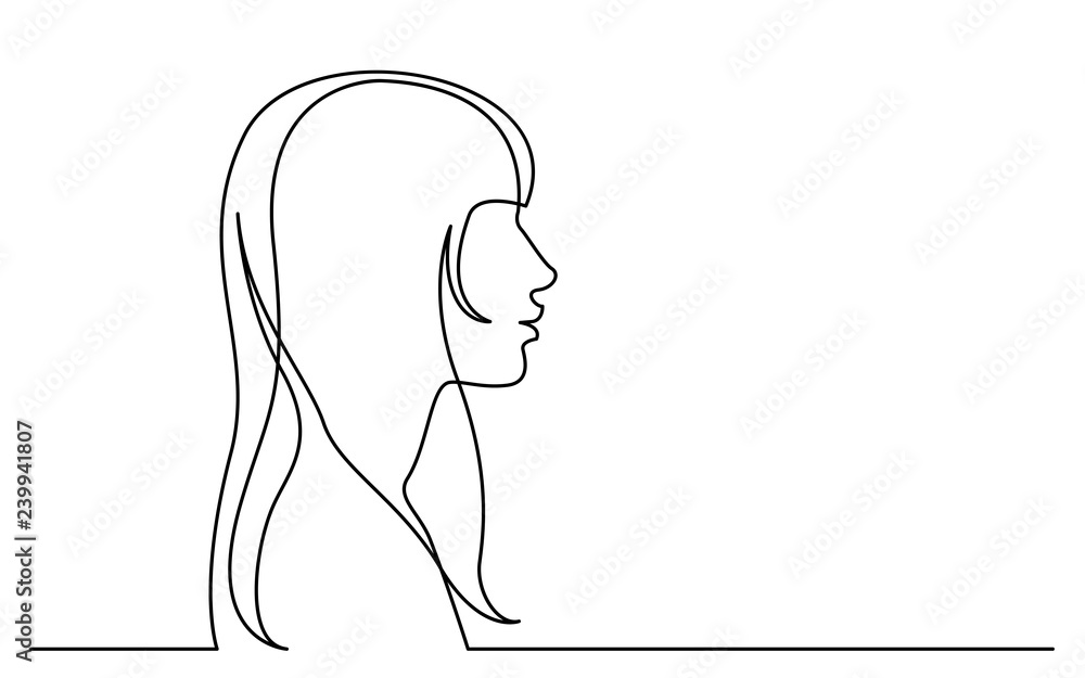 continuous line drawing of isolated on white background profile ...