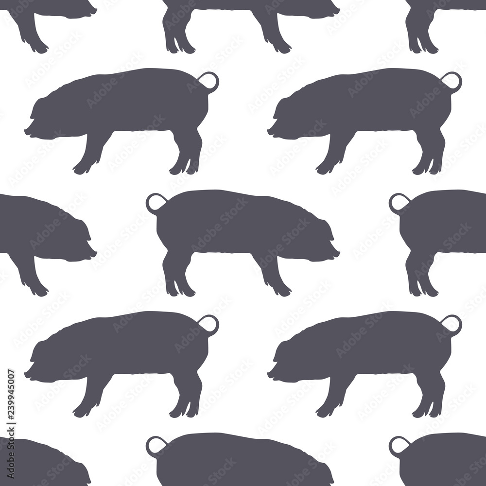 Pig silhouette seamless pattern. Pork meat. Background for food ...