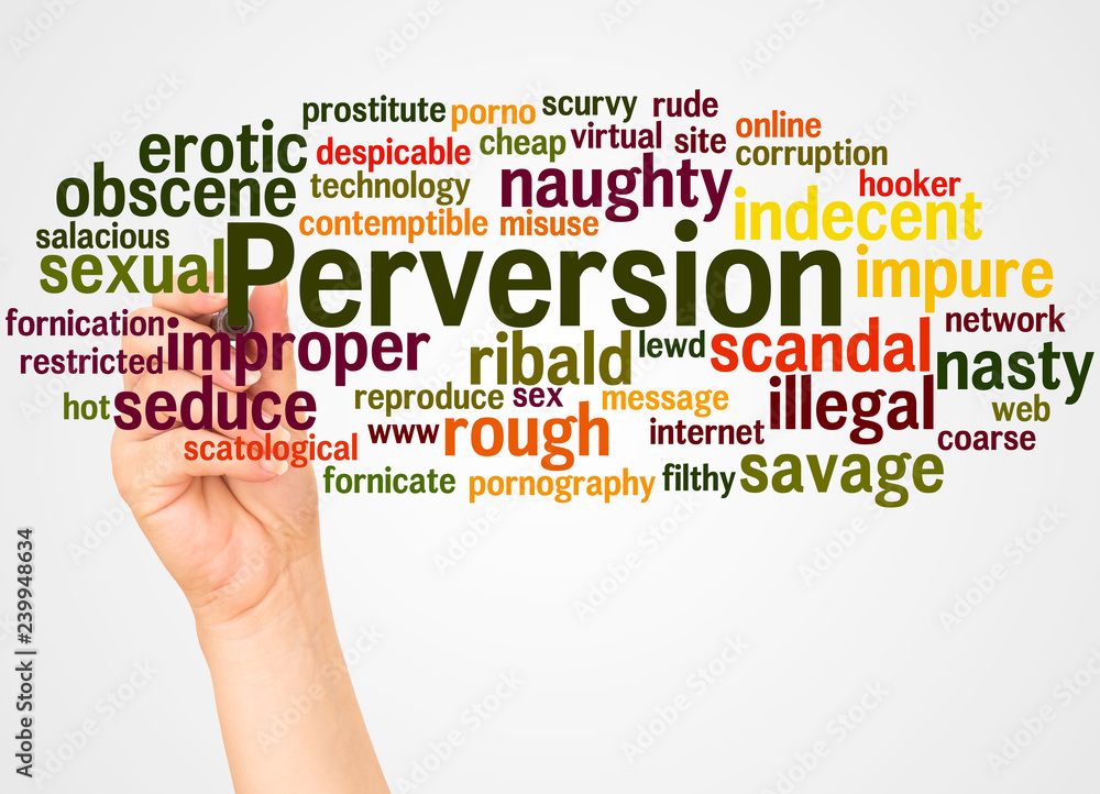 Perversion word cloud and hand with marker concept ilustración de Stock ...
