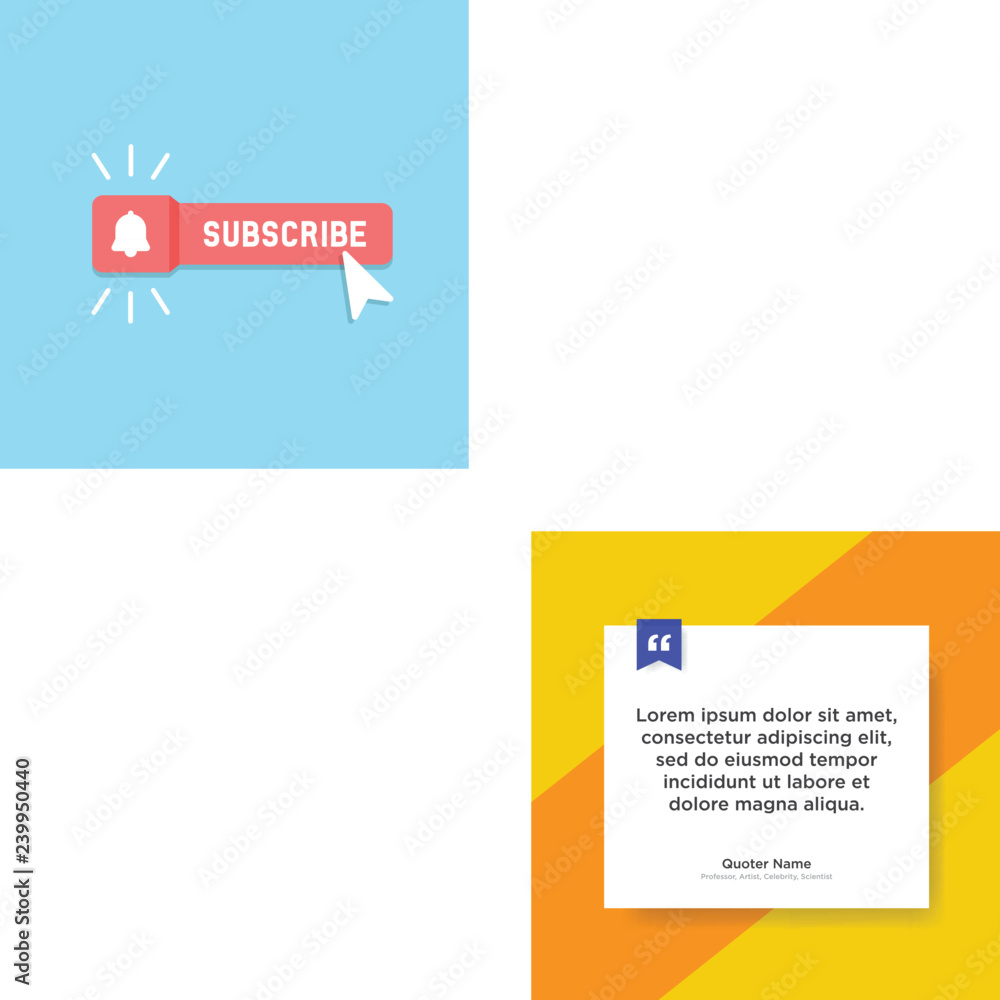 Cool vector subscribe button with cursor and notification in flat ...