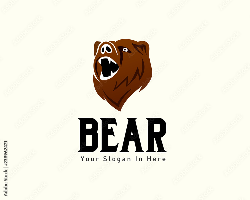 roaring head bear logo design inspiration Stock Vector | Adobe Stock