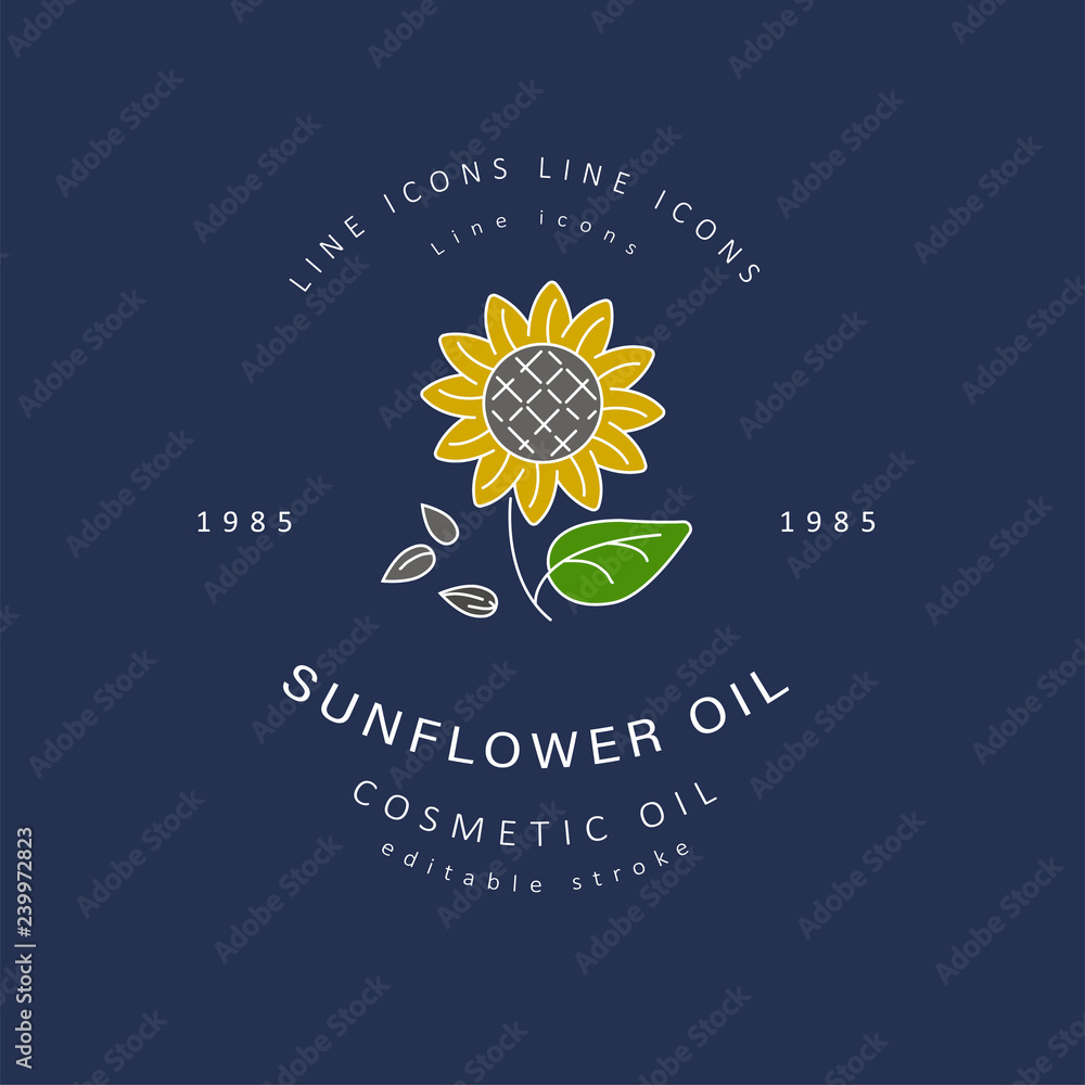 Vector icon and logo for natural cosmetics oil care dry skin. Editable ...