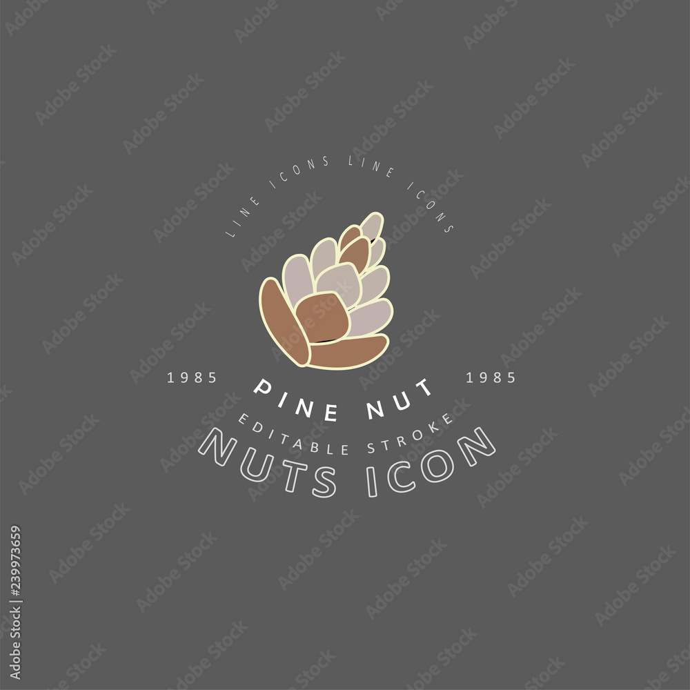 Vector icon and logo for nuts and seeds. Editable outline stroke size ...