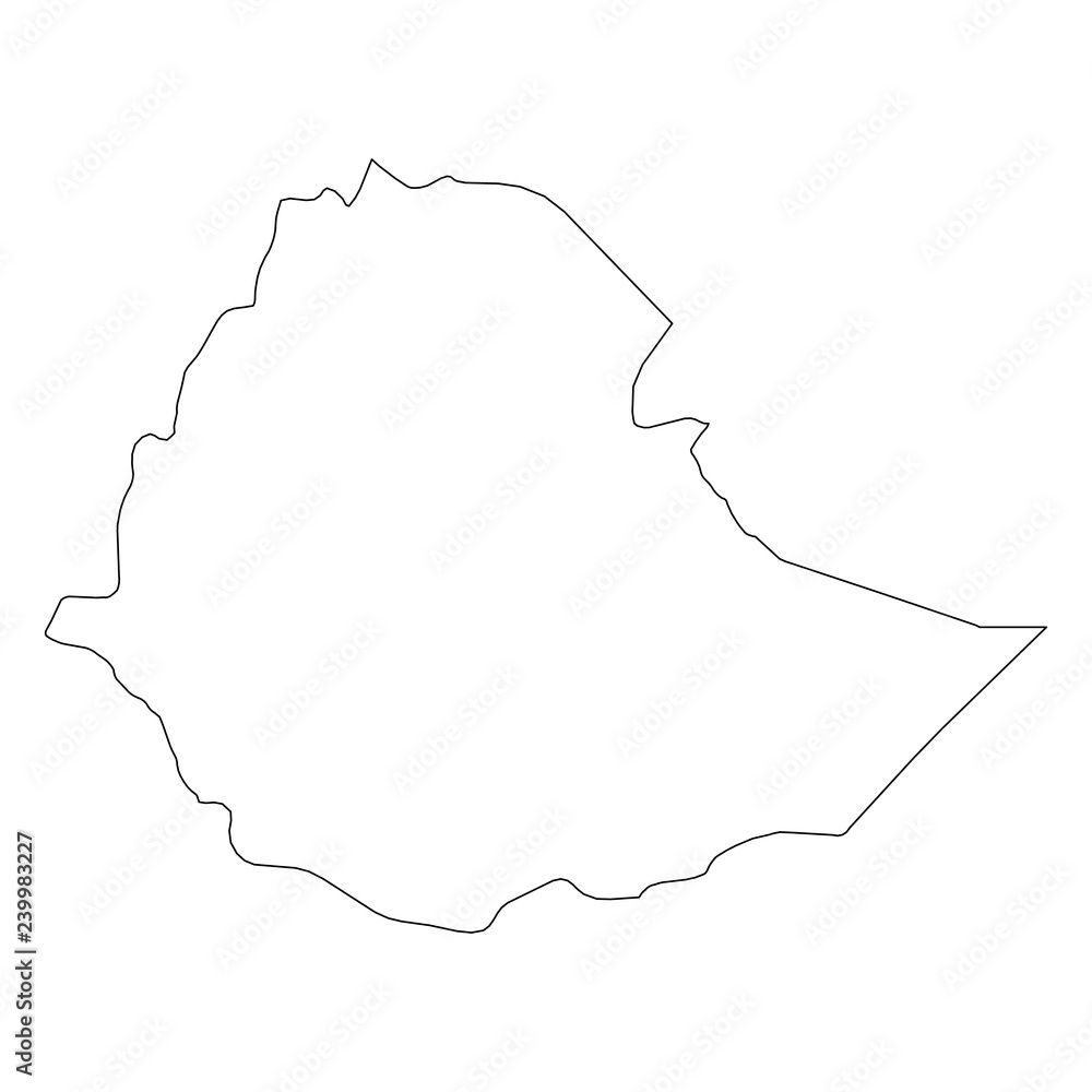 Ethiopia - solid black outline border map of country area. Simple flat ...