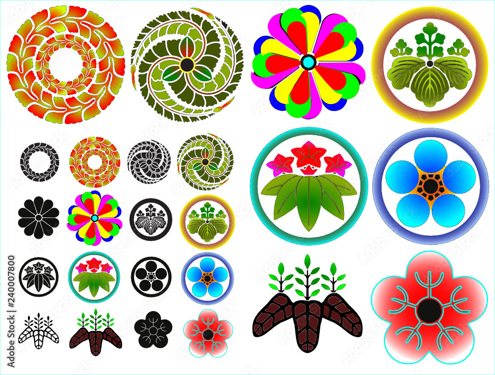 Set of Japanese traditional kamon family crests EXT Stock Vector ...