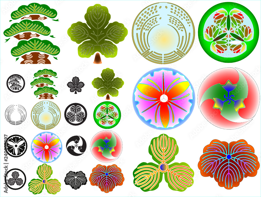Set of Japanese traditional kamon family crests LEXT Stock Vector ...