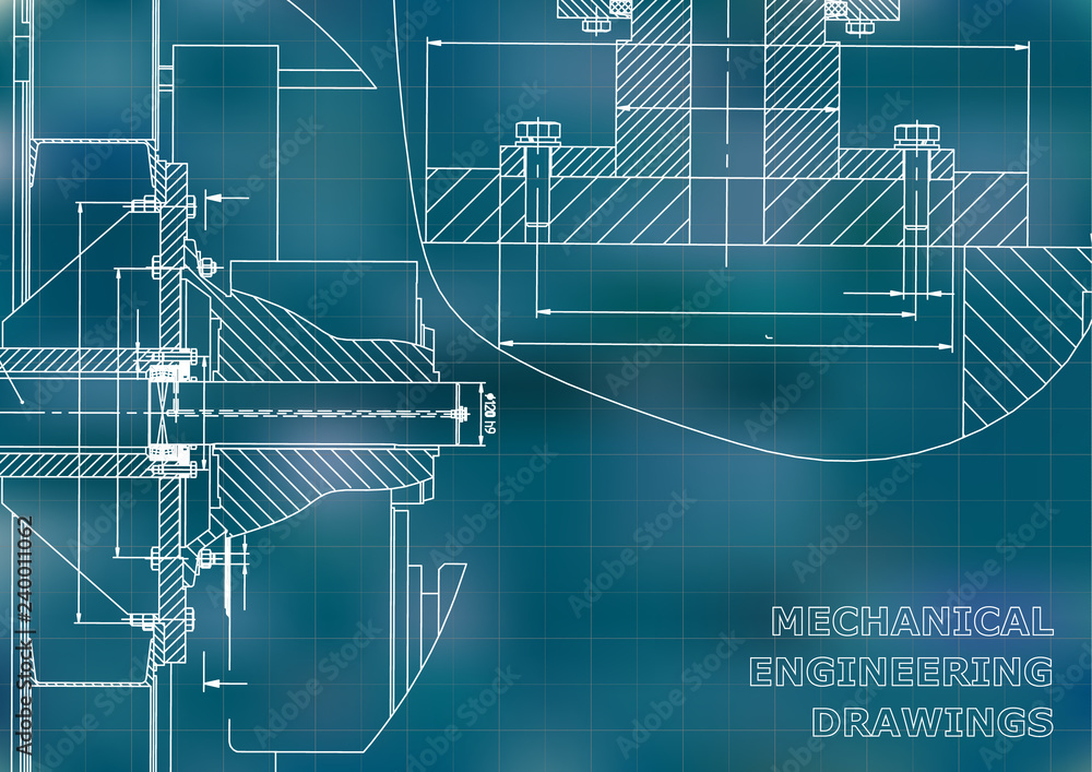 Technical illustration. Mechanical engineering. Backgrounds of ...