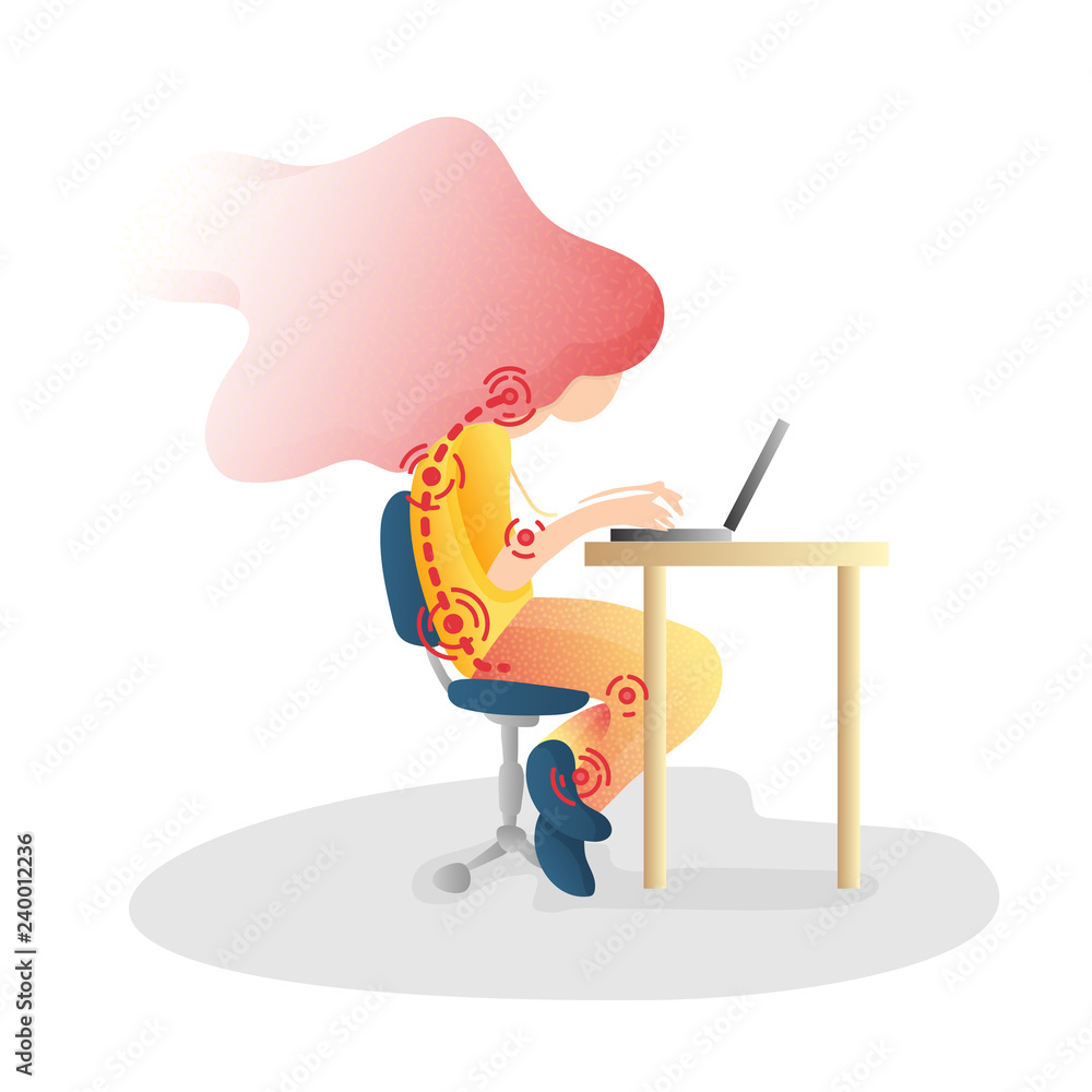 Ergonomic, wrong inorrect sitting Spine Posture. Healthy Back and ... Ergonomic, wrong inorrect sitting Spine Posture. Healthy Back and ...