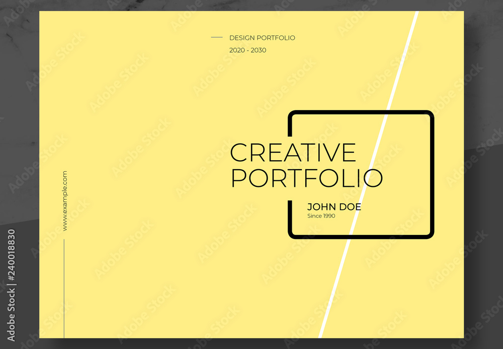 Personal and Agency Portfolio Layout with Yellow Accents Stock Template ...